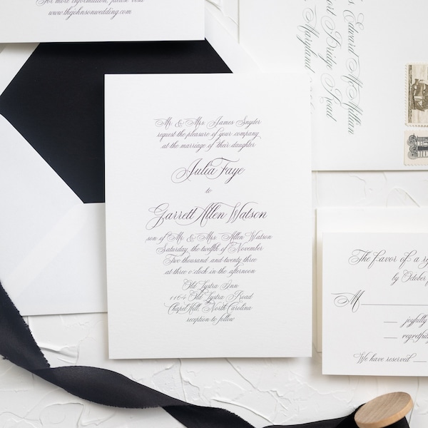 Traditional Script Wedding Invitation Template - Etsy