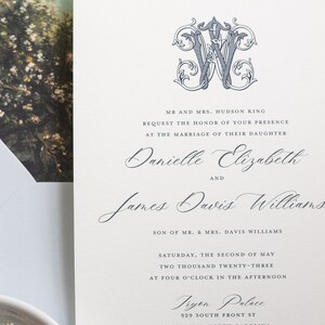 DANIELLE | Custom Monogram Illustration 3 Piece Wedding Invitations ...