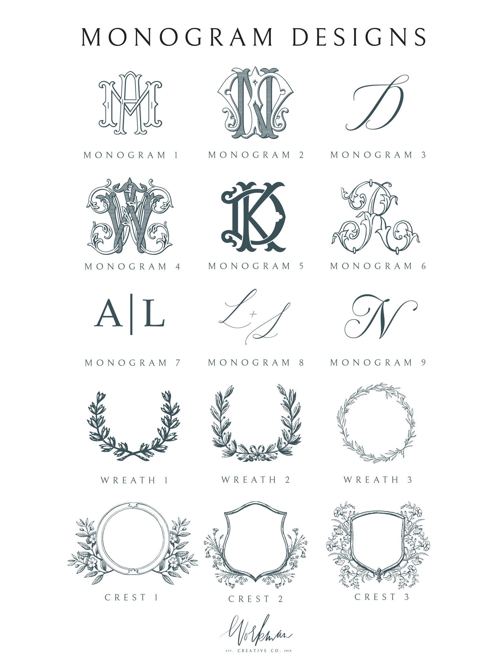 AMELIA | Couple's Monogram 5 Piece Wedding Invitation, Monogrammed ...