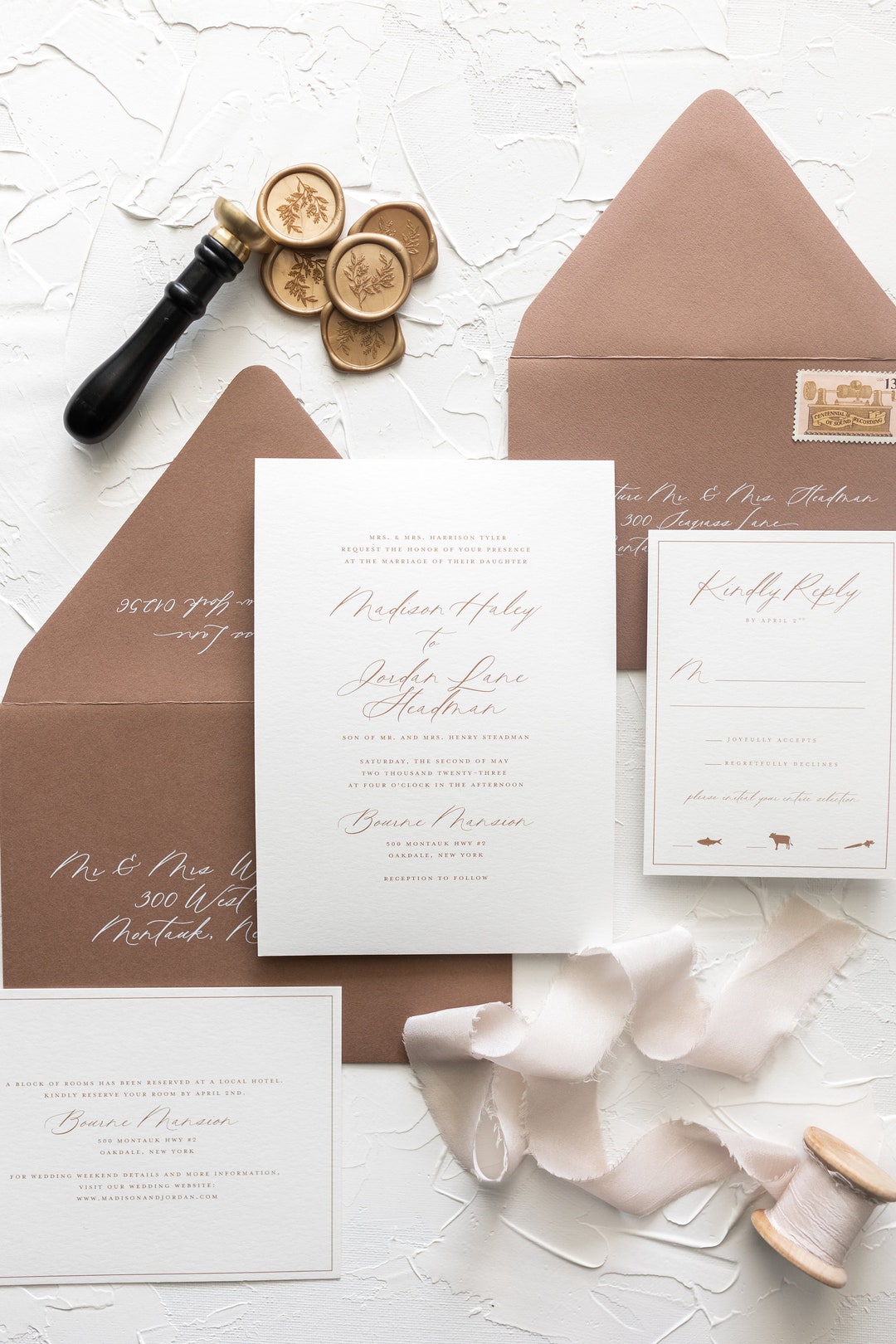 MADISON | Simple Script 4 Piece Wedding Invitation, Clean Modern ...