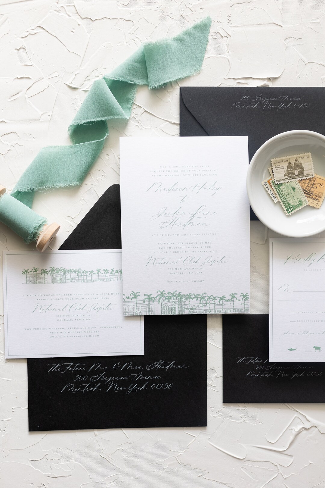 MADISON | Custom Venue Illustration 3 Piece Wedding Invitations ...