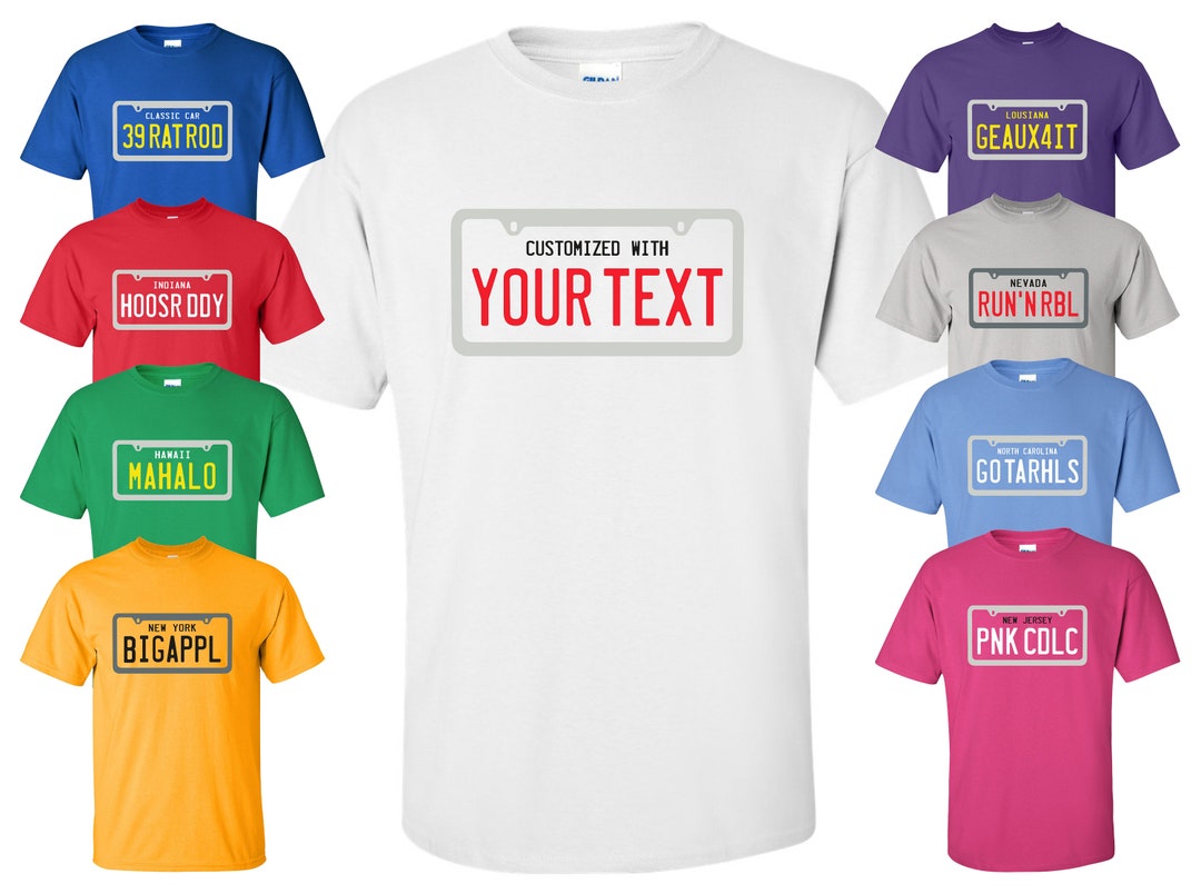 Personalized License Plate T-shirt With Your Custom Text | Available in ...