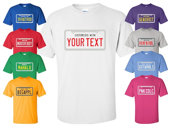 Personalized License Plate T-shirt With Your Custom Text | Etsy