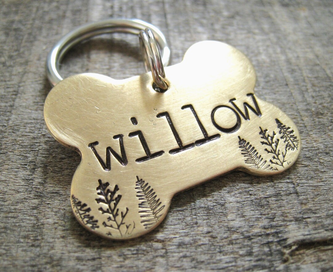 Dog Bone Tag - Personalized Pet Tag - Hand Stamped Dog Tag - Dog Bone ...