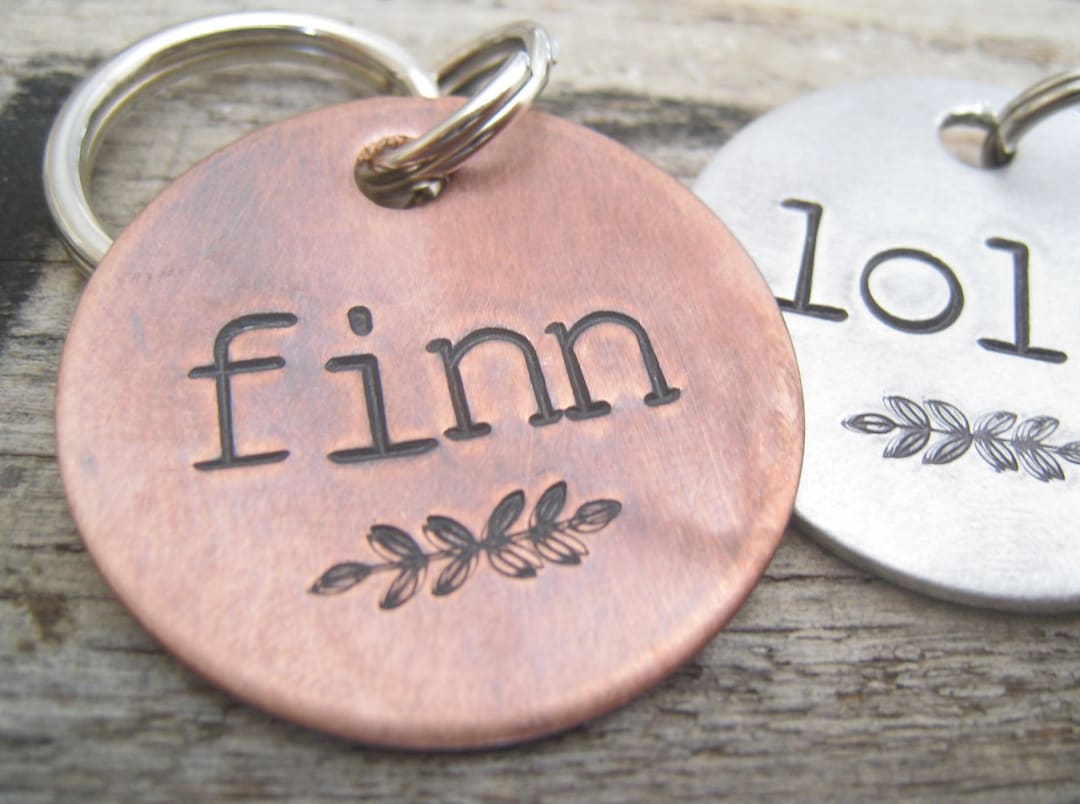 Hand Stamped Pet ID Tag - Personalized Pet/dog Tag - Dog Collar Tag ...