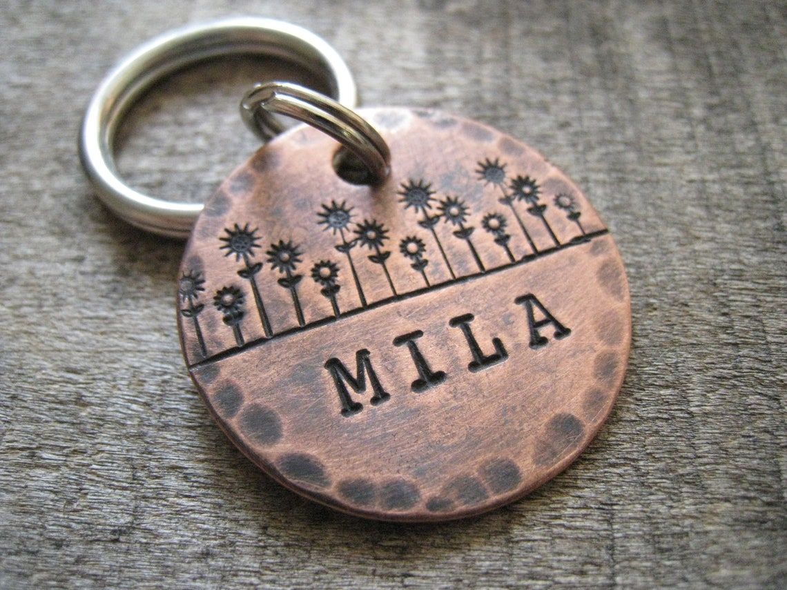 Custom Flower Dog Tag Personalized Pet Tag Dog Tag for Dogs - Etsy