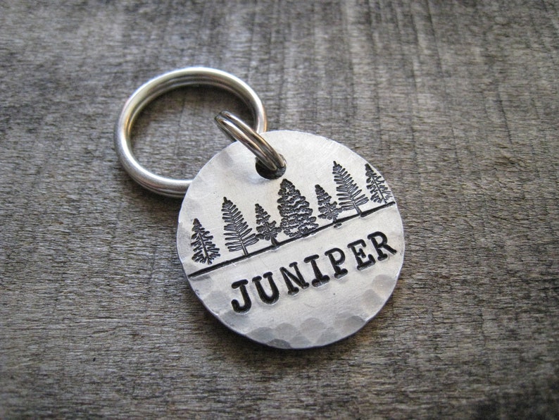 Tree Dog Tag, Pet ID Tag, Dog Tag, Personalized Dog Tag, Hand Stamped ...