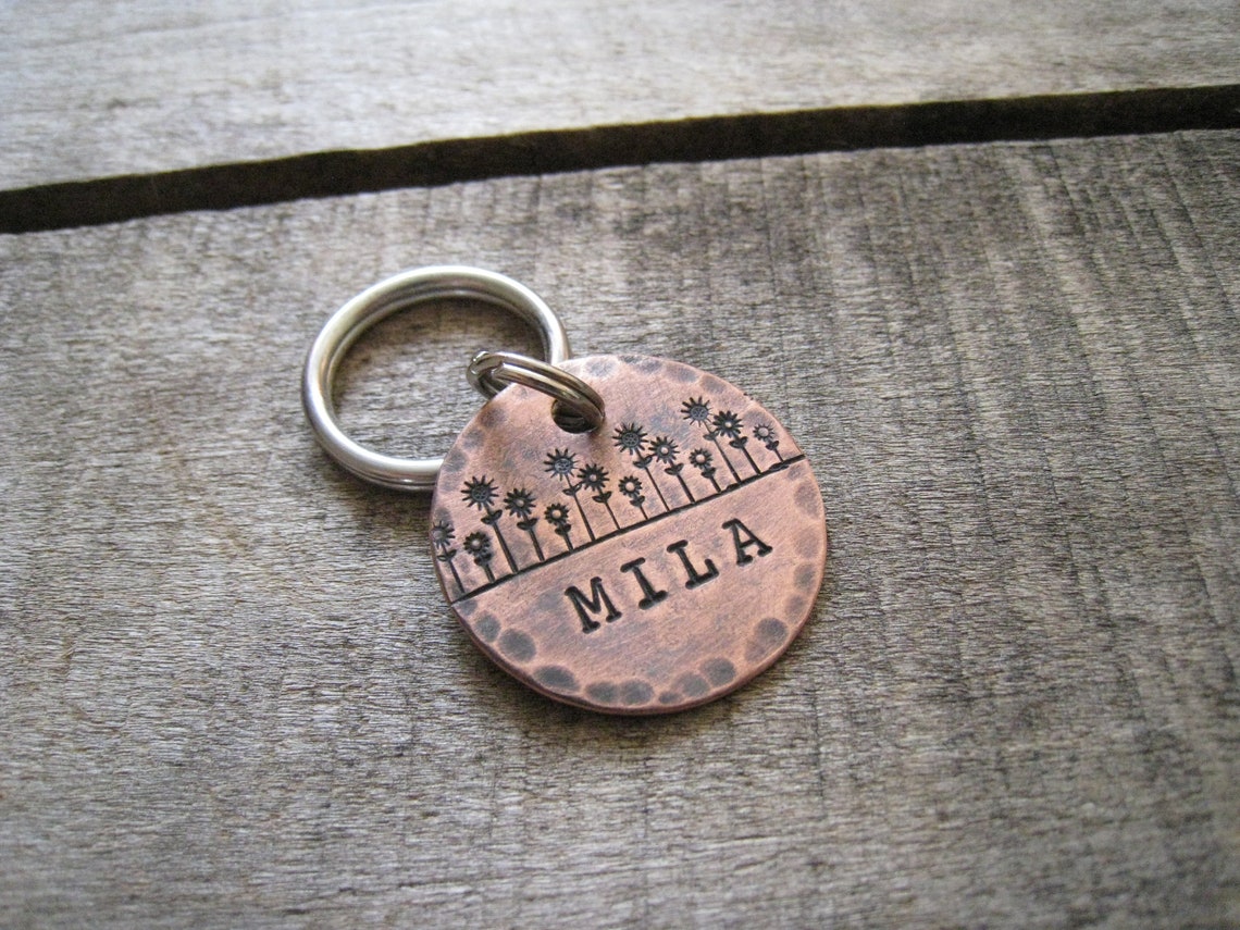 Custom Flower Dog Tag Personalized Pet Tag Dog Tag for Dogs | Etsy