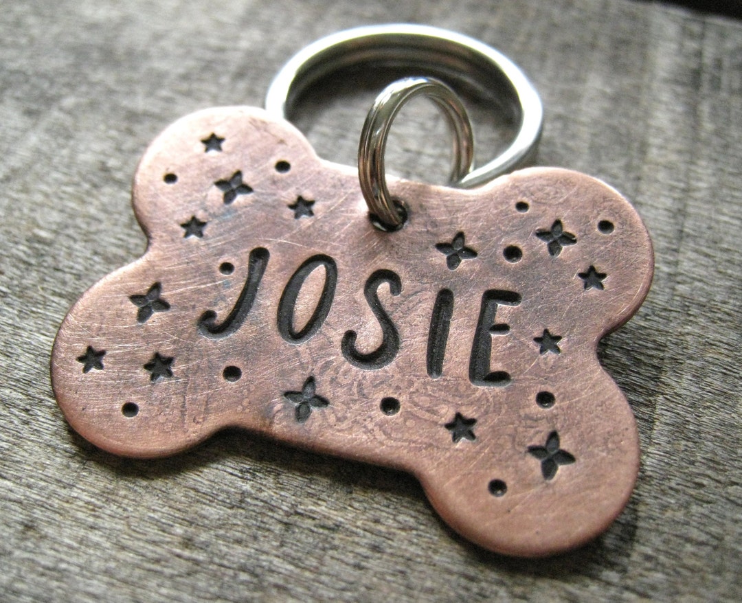 Hand Stamped Pet ID Tag - Personalized Pet/dog Tag - Dog Collar Tag ...