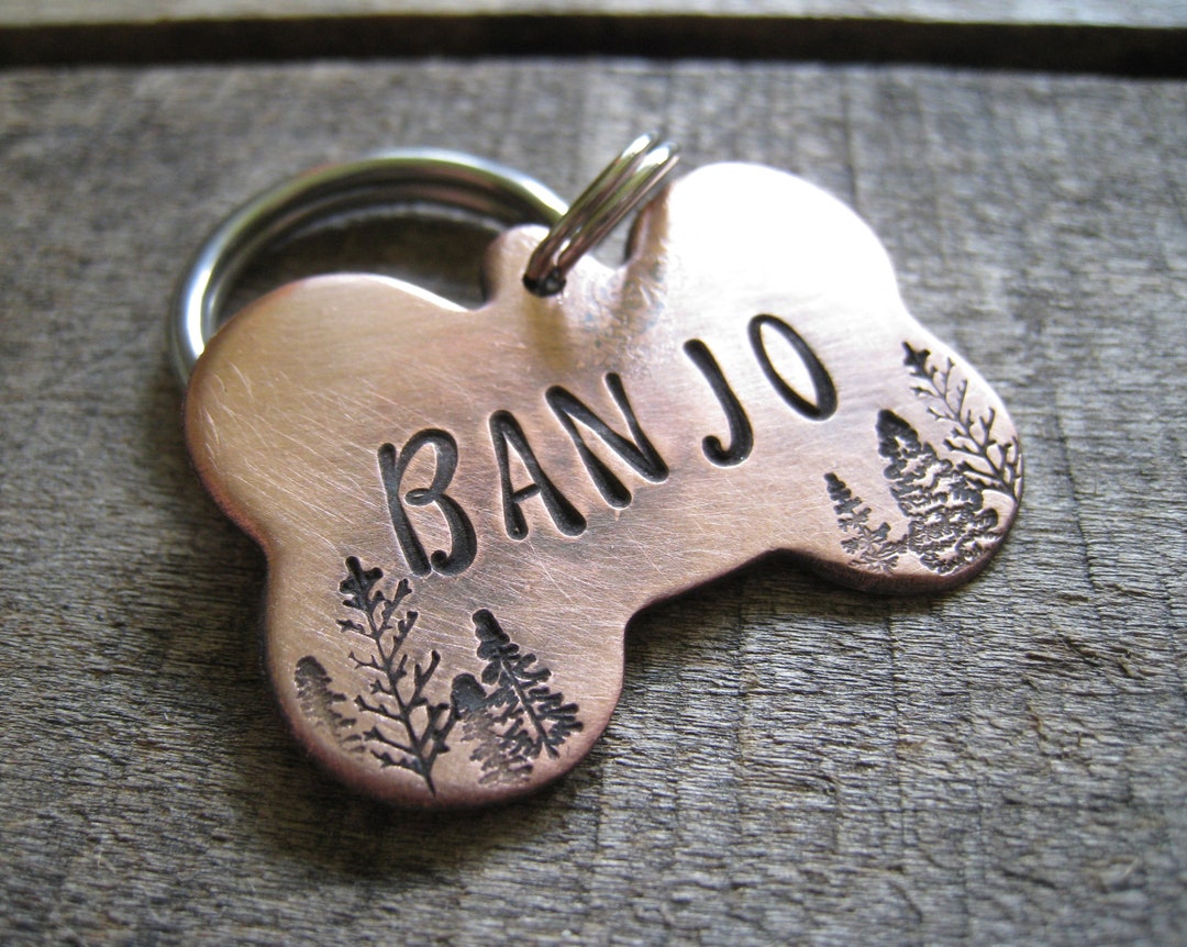 Hand Stamped Dog Bone Pet ID Tag - Personalized Pet/dog Tag - Dog ...