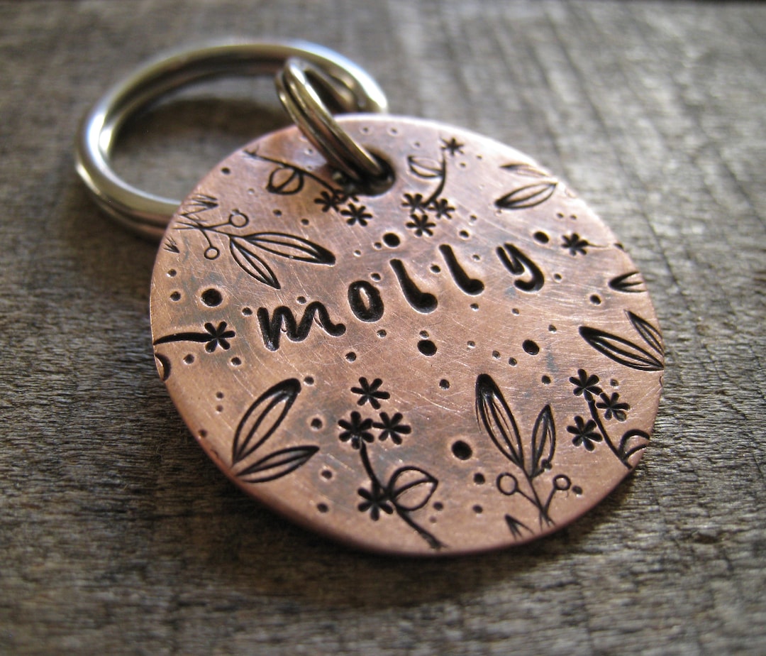 Hand Stamped Pet ID Tag - Personalized Pet/dog Tag - Dog Collar Tag ...