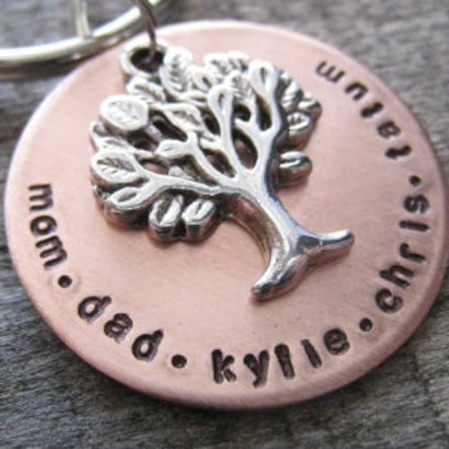 Family Tree Keychain-custom Handstamped Keychain-keepsake - Etsy