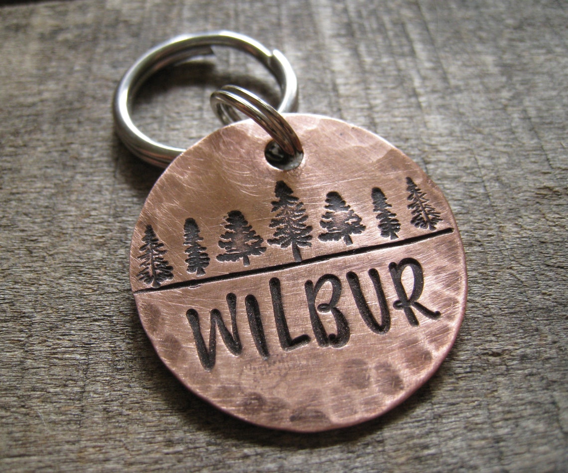 Tree Dog Tag, Pet ID Tag, Dog Tag, Personalized Dog Tag, Hand Stamped ...