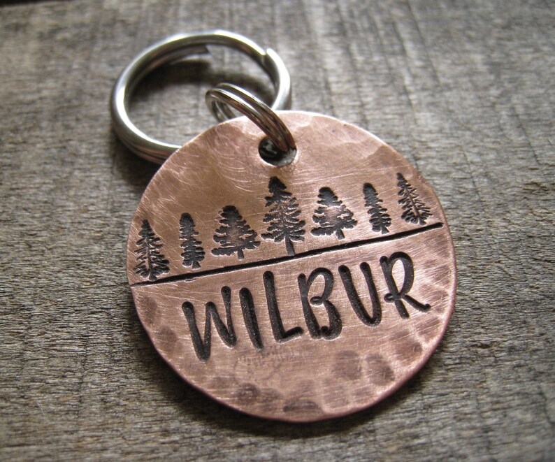 Tree Dog Tag, Pet ID Tag, Dog Tag, Personalized Dog Tag, Hand Stamped ...