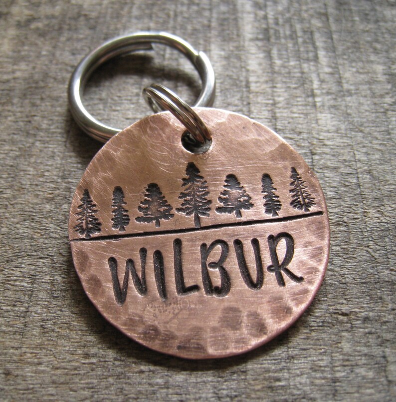 Tree Dog Tag, Pet ID Tag, Dog Tag, Personalized Dog Tag, Hand Stamped ...