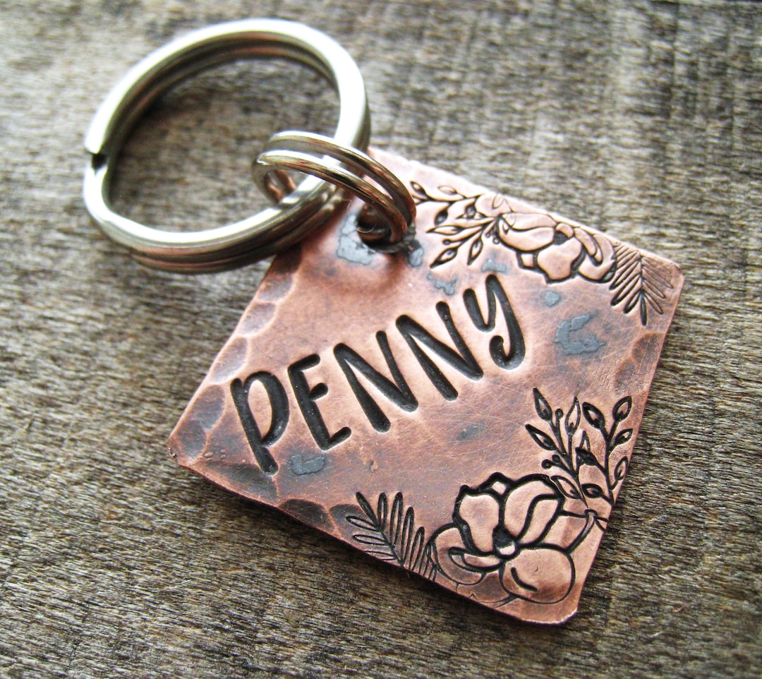 Hand Stamped Pet ID Tag - Personalized Pet/dog Tag - Dog Collar Tag ...
