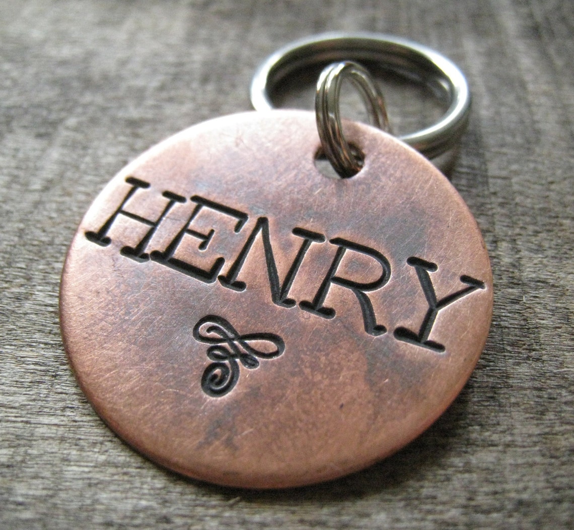Hand Stamped Pet ID Tag - Personalized Pet/dog Tag - Dog Collar Tag ...
