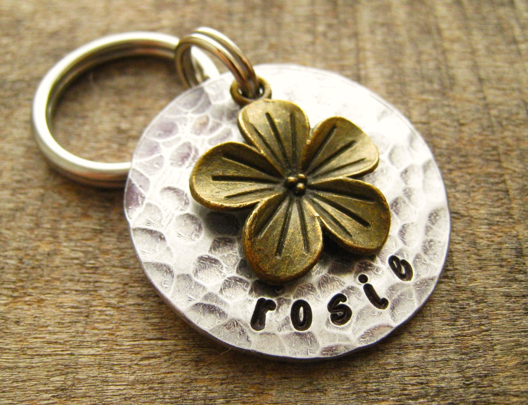 Pet ID Tags - Flower Dog Tag - Customized Pet Tag - Dog Tag for Dogs ...