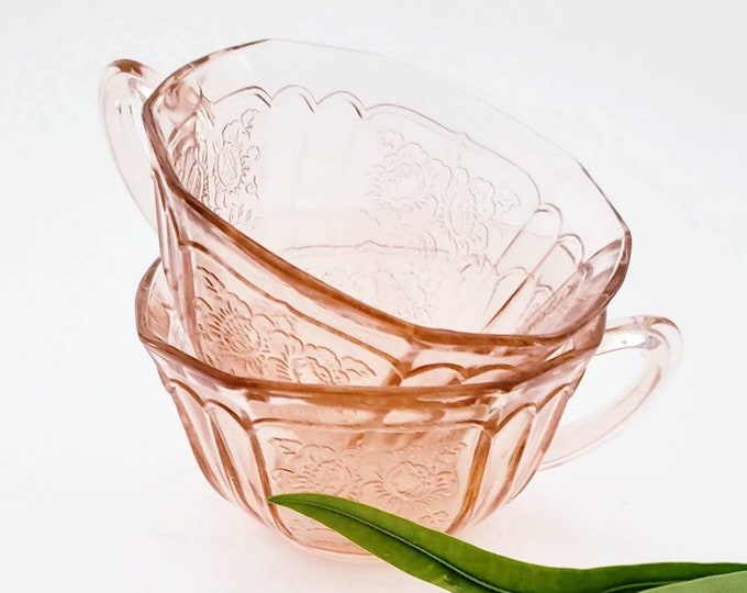 Pink Depression Glass Mayfair Pattern Teacups by Anchor Hocking/vintage ...