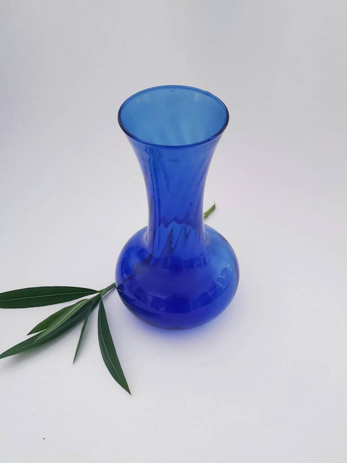 Vintage Cobalt Blue Vase MCM Optical Swirl/Vintage Vase Cobalt | Etsy