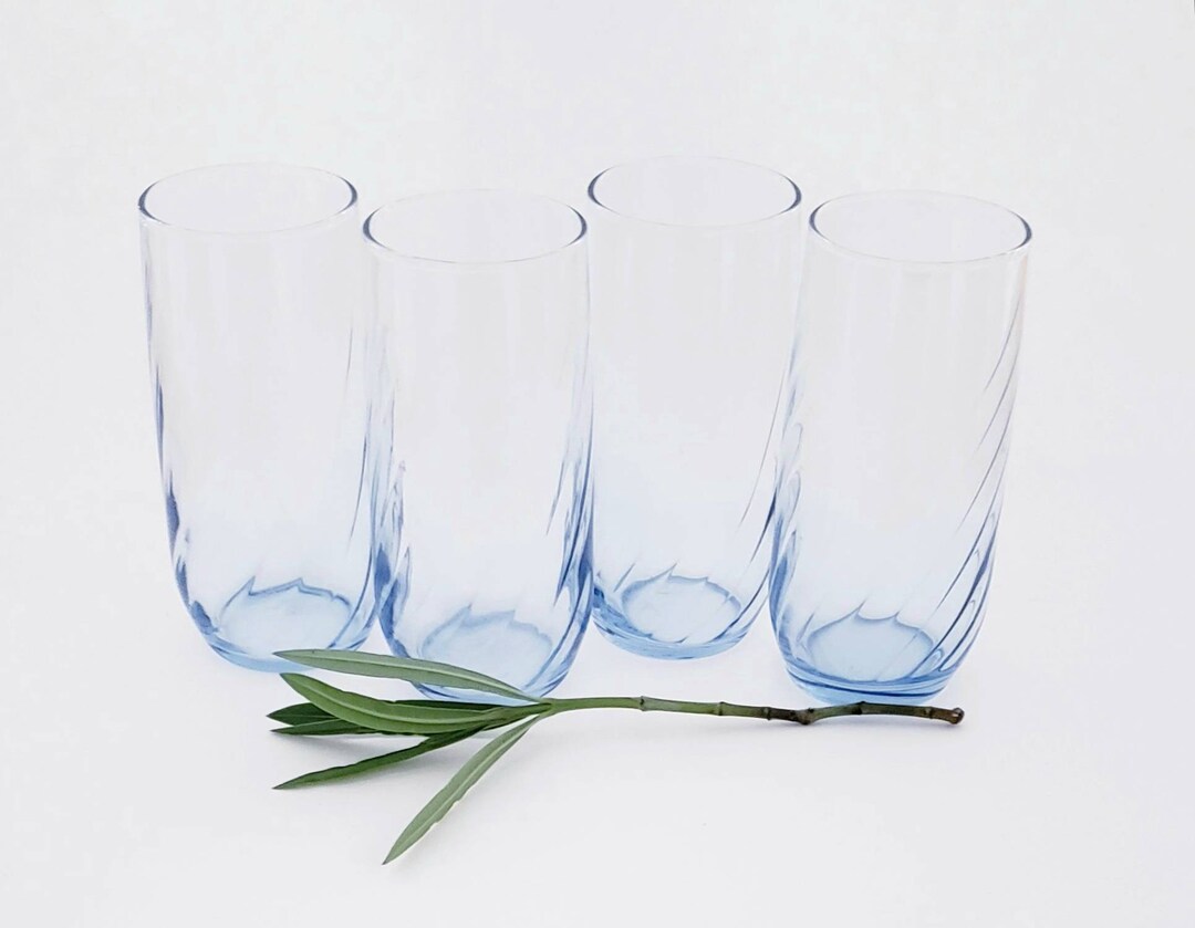 Vintage Blue Optic Swirl Glassware Set of Four by Anchor Hocking Mcm ...