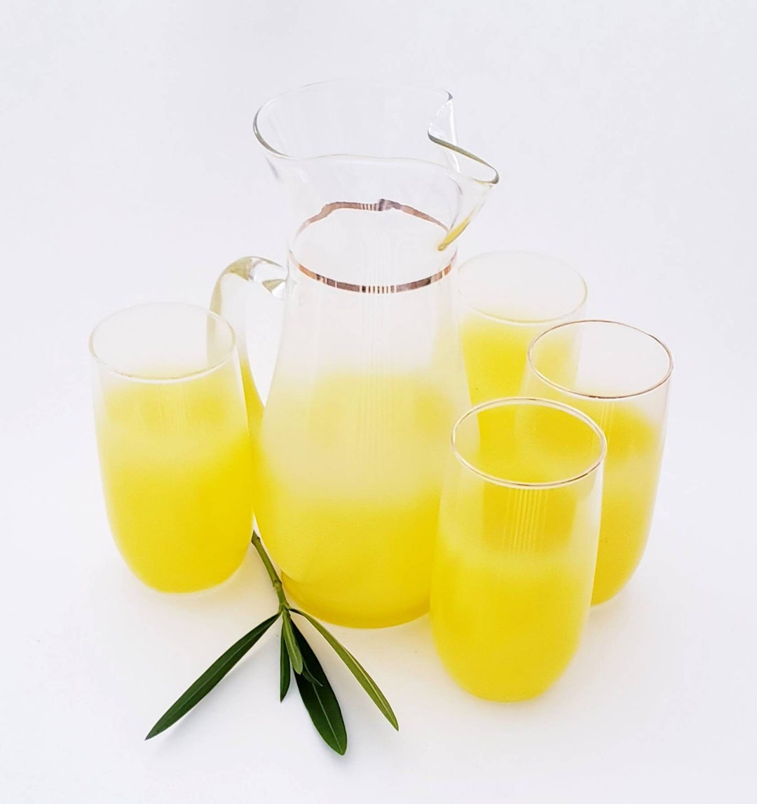 Vintage Blendo Yellow Pitcher and Glasses Set Mid Century Modern ...