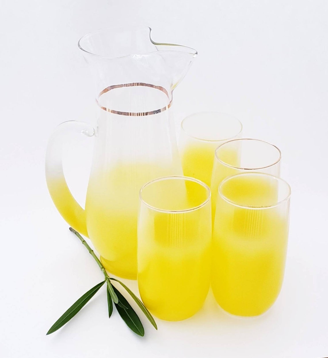 Vintage Blendo Yellow Pitcher and Glasses Set Mid Century | Etsy