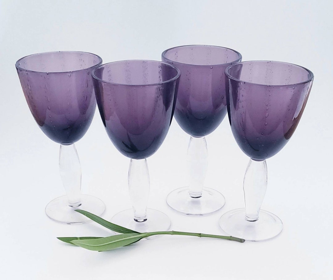 Vintage Amethyst Bubbleglass Goblets Set of Four by Portmeirion Clear ...