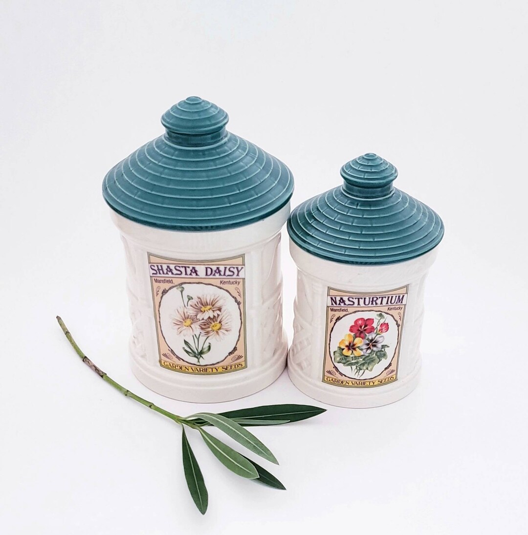 Vintage Canister Set of Two Flowers Garden Theme Hearth & Home Designs ...