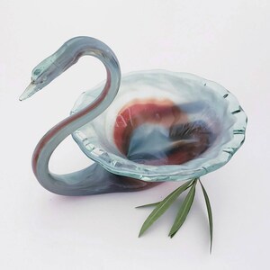 Vintage Art Glass Swan Bowl Multi Colored Mcm/mid Century Art Glass ...