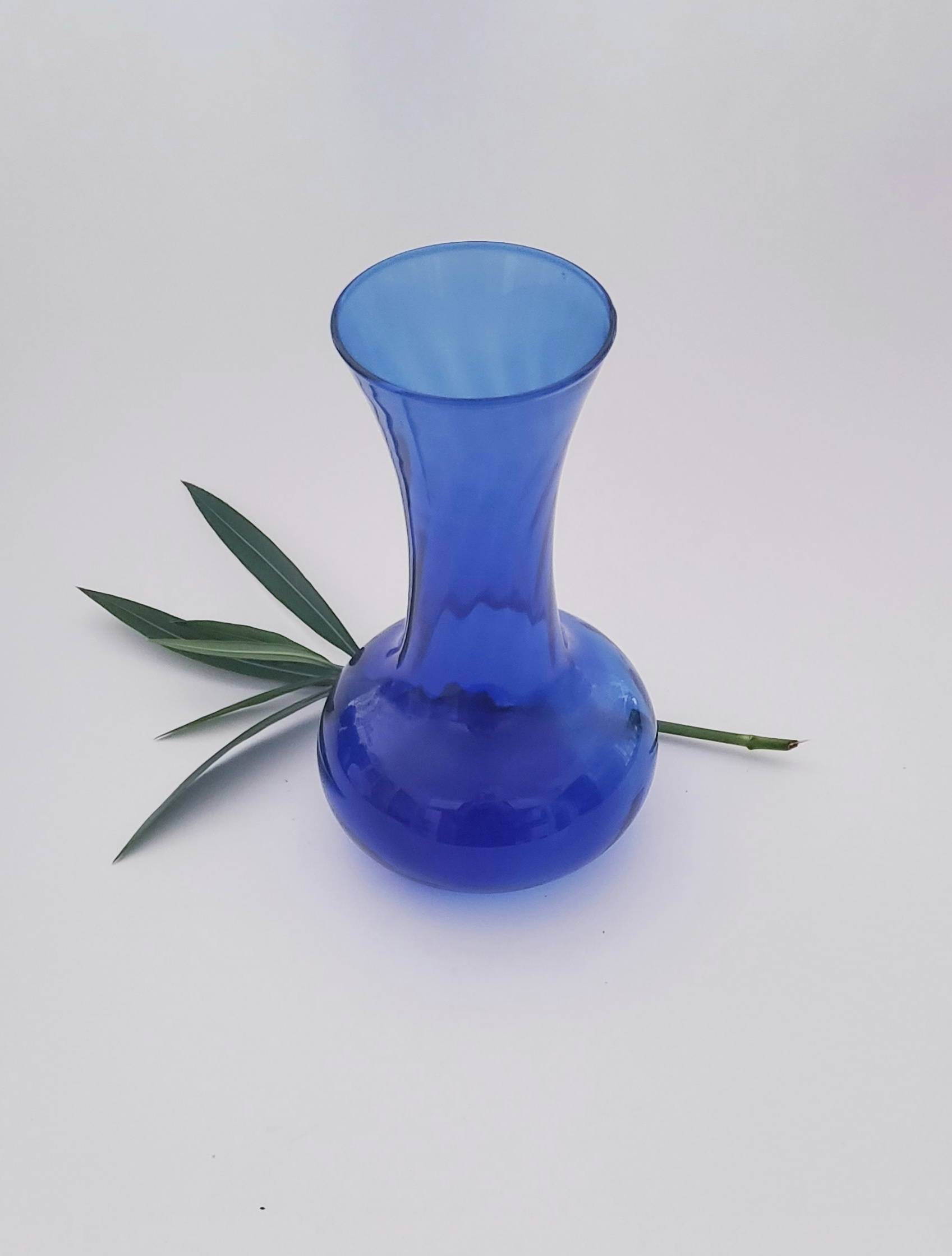 Vintage Cobalt Blue Vase MCM Optical Swirl/Vintage Vase Cobalt | Etsy