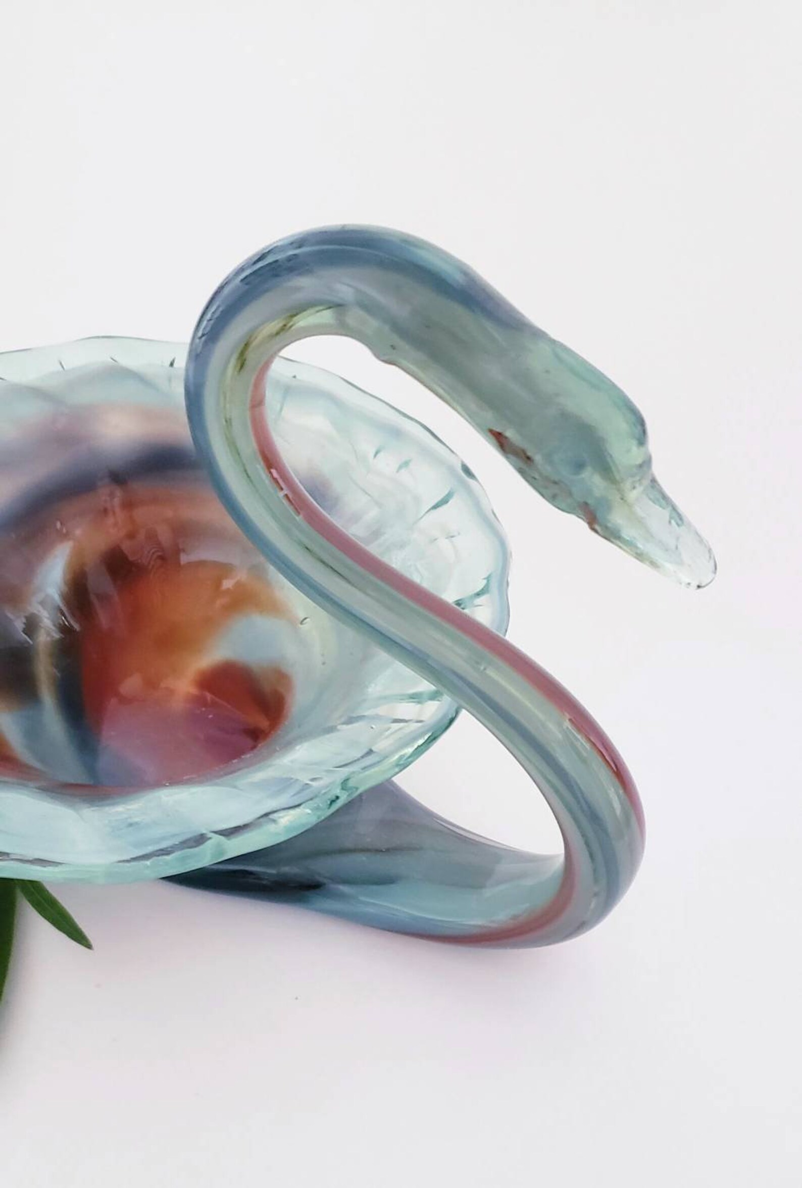 Vintage Art Glass Swan Bowl Multi Colored Mcm/mid Century Art - Etsy