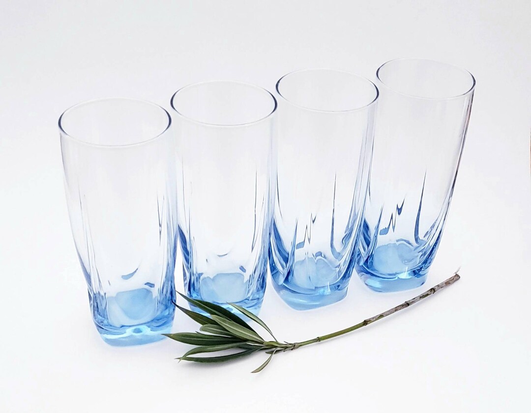 Vintage Imperial Blue Misty Water Glasses by Libbey Set of Four Drape ...