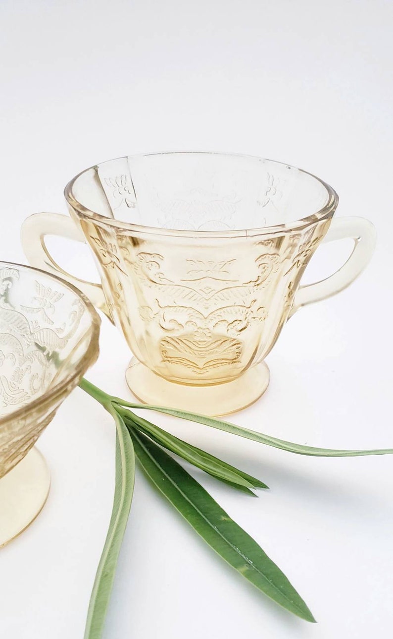 Yellow Amber Depression Glass Madrid Pattern Set of Three - Etsy