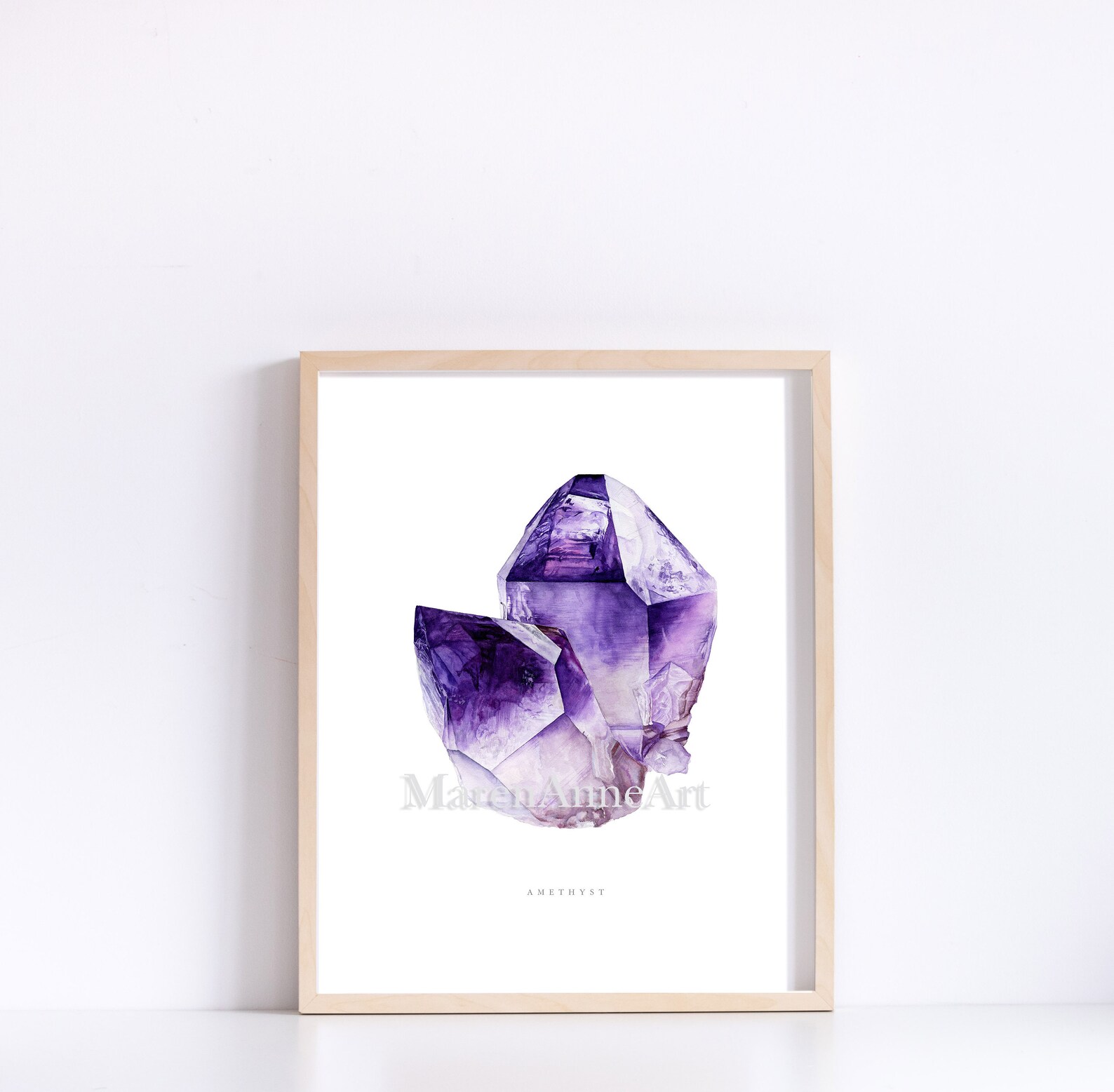 Crystal Art Watercolor Amethyst Crystal Print | Etsy