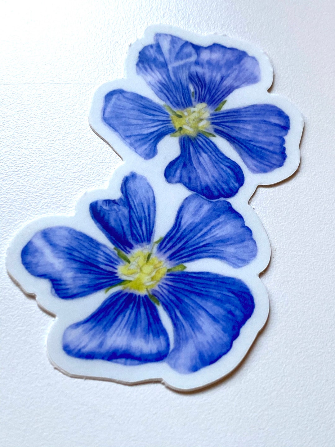 Wildflower Sticker- Blue Flax Watercolor Vinyl Sticker- Botanical ...