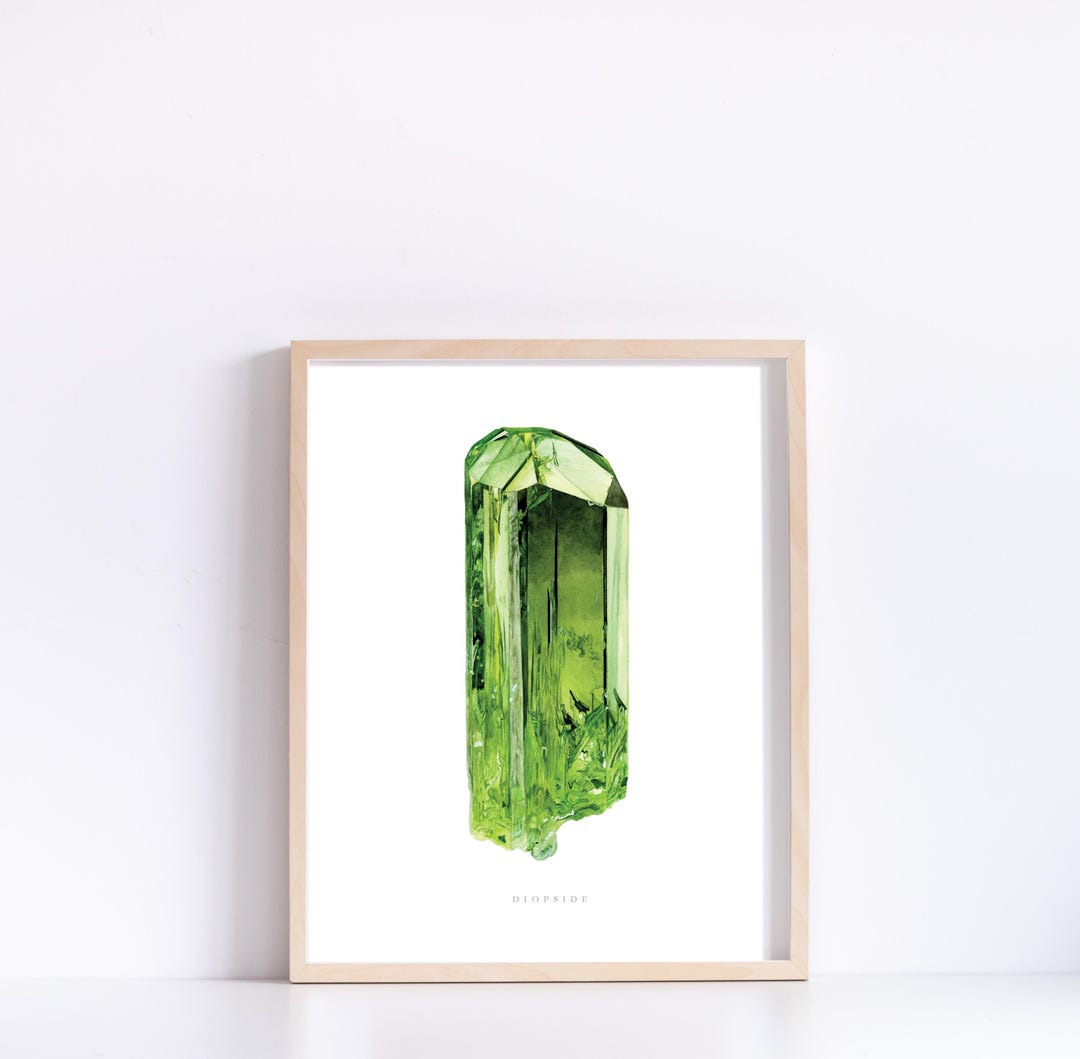 Watercolor Diopside Crystal Art Print- Crystal Art, Mineral Art Print ...