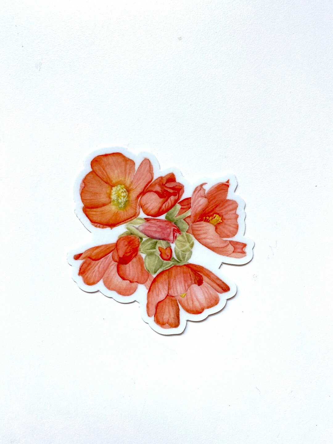 Wildflower Sticker- Globemallow Watercolor Vinyl Sticker- Botanical ...
