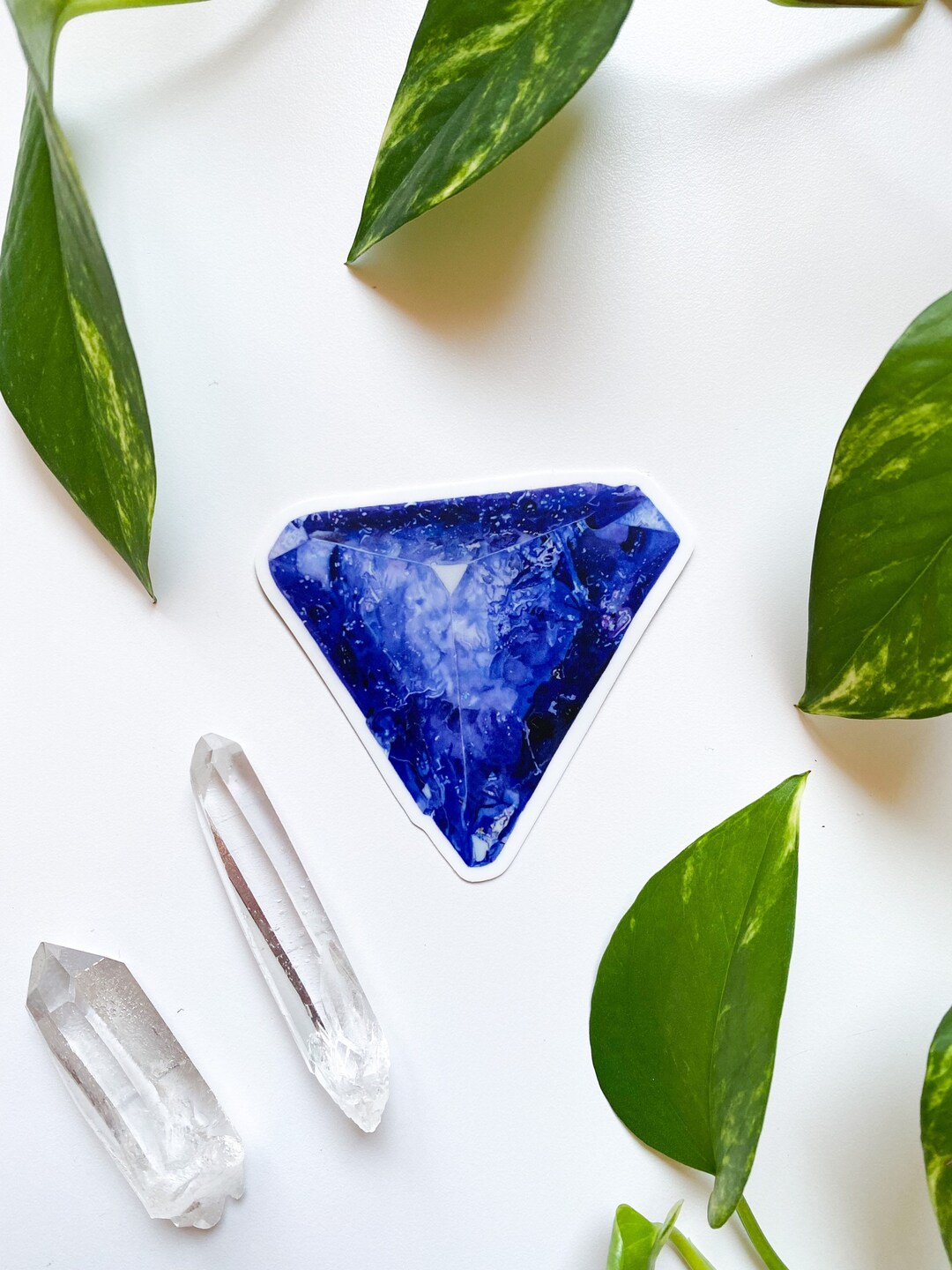 Benitoite Crystal Sticker- Mineral Sticker, Crystal Watercolor Vinyl ...