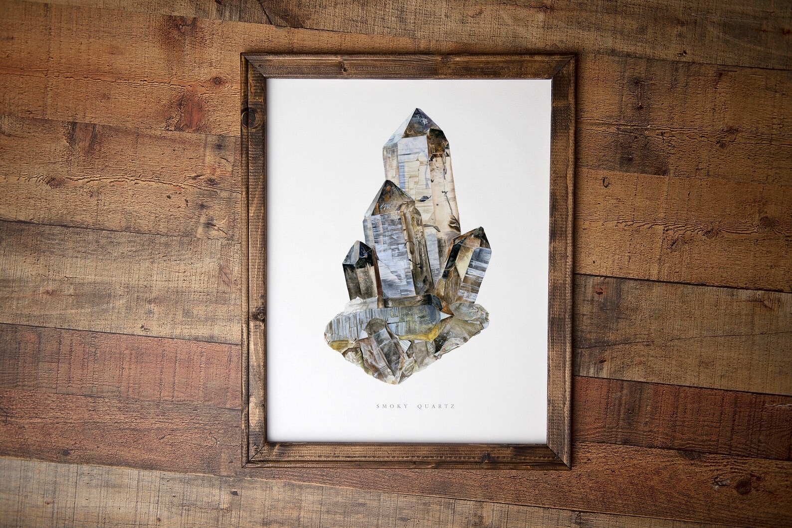 Smoky Quartz Crystal Art Print- Watercolor Crystal Wall Art, Boho Wall ...