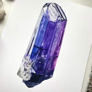 Watercolor Tanzanite Crystal Art Print- Crystal Art, Mineral Art Print ...