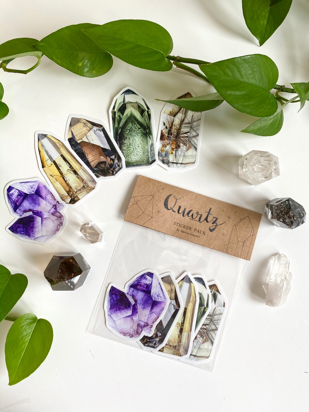 Quartz Crystal Sticker Pack- Mineral Stickers, Geology Sticker, Witch ...
