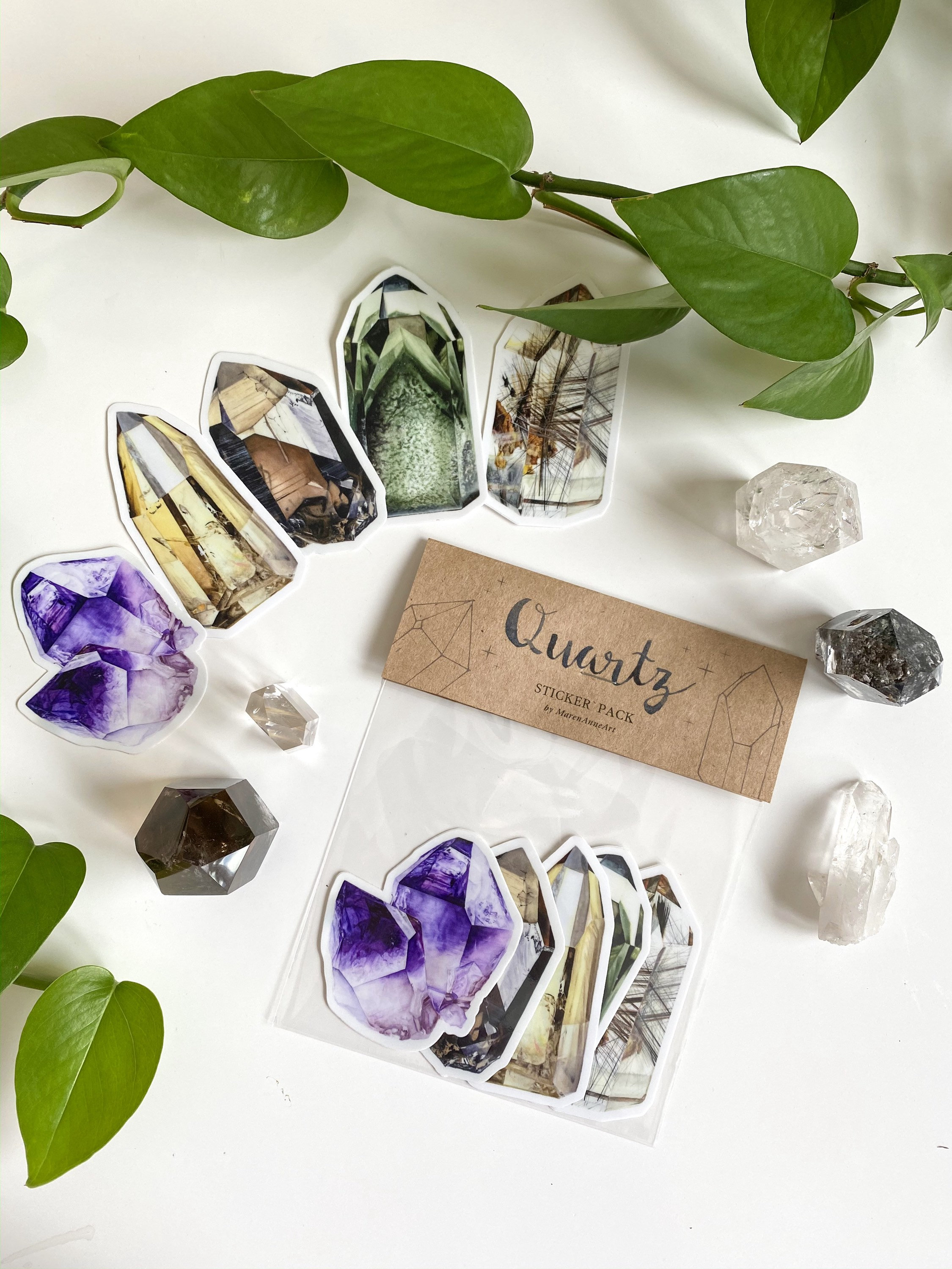 Quartz Crystal Sticker Pack Mineral Stickers Geology | Etsy