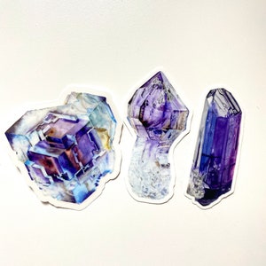 Pack of Every Crystal Sticker- 40 Vinyl Mineral Stickers, Watercolor ...