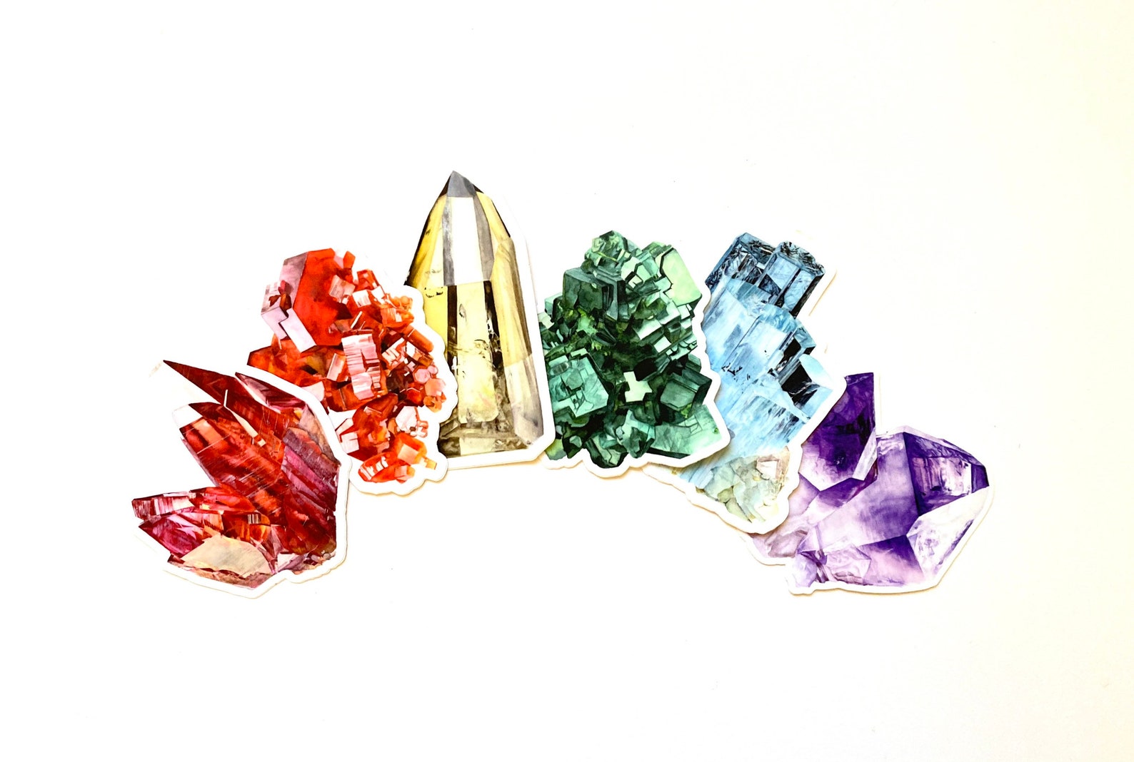 Rainbow Crystal Sticker Pack- Crystal Stickers, Set of 6 Watercolor ...