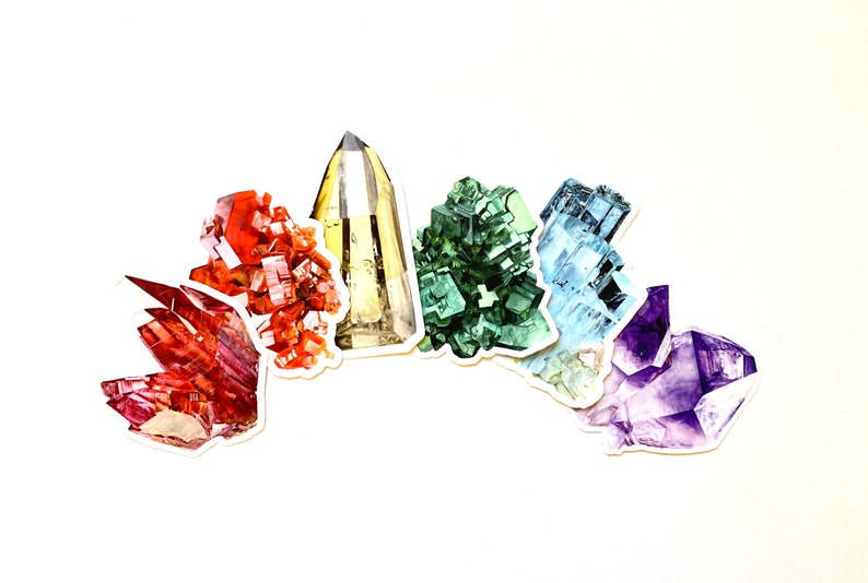 Rainbow Crystal Sticker Pack- Crystal Stickers, Set of 6 Watercolor ...
