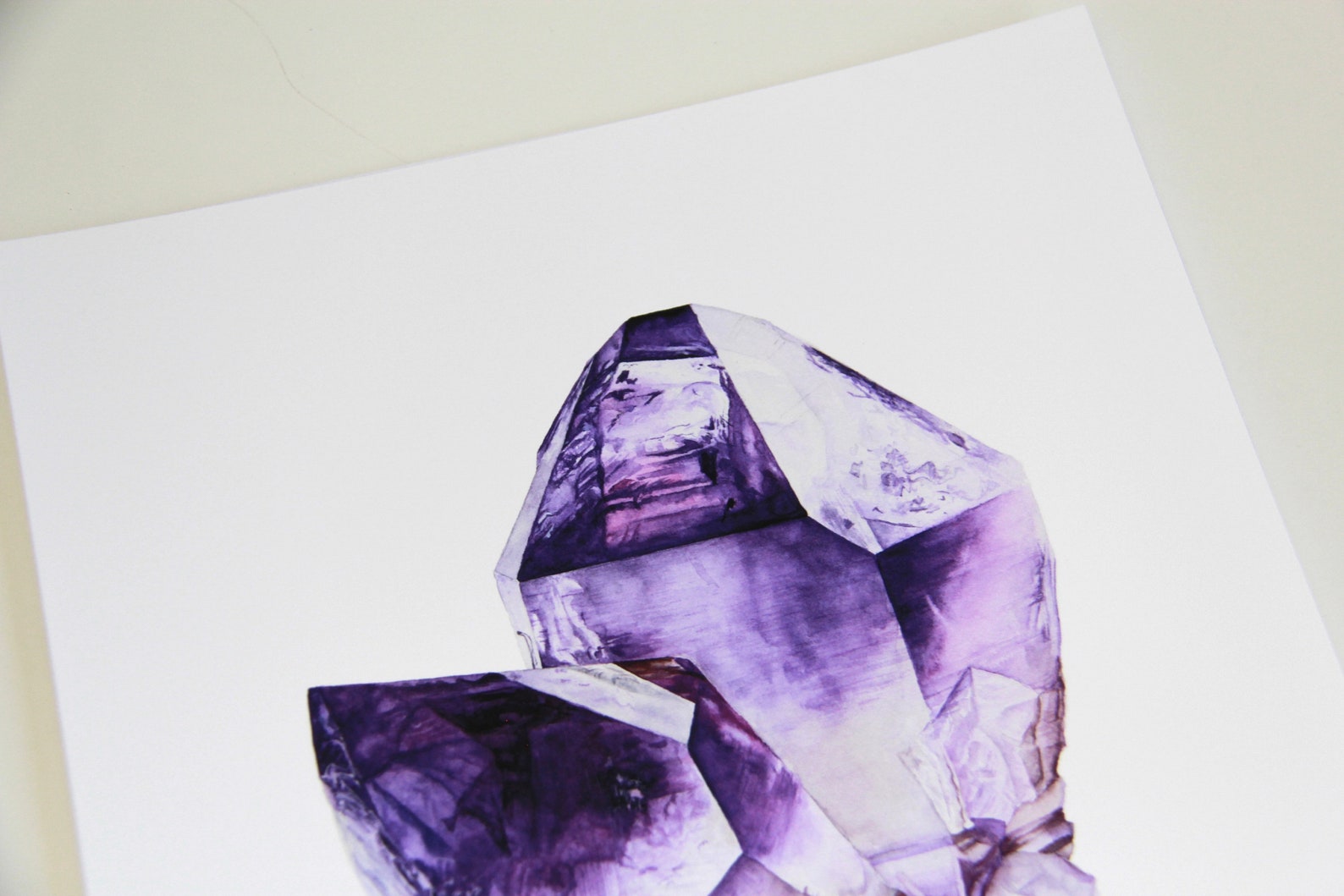 Crystal Art- Watercolor Amethyst Crystal Print 8"x10" - Watercolor ...