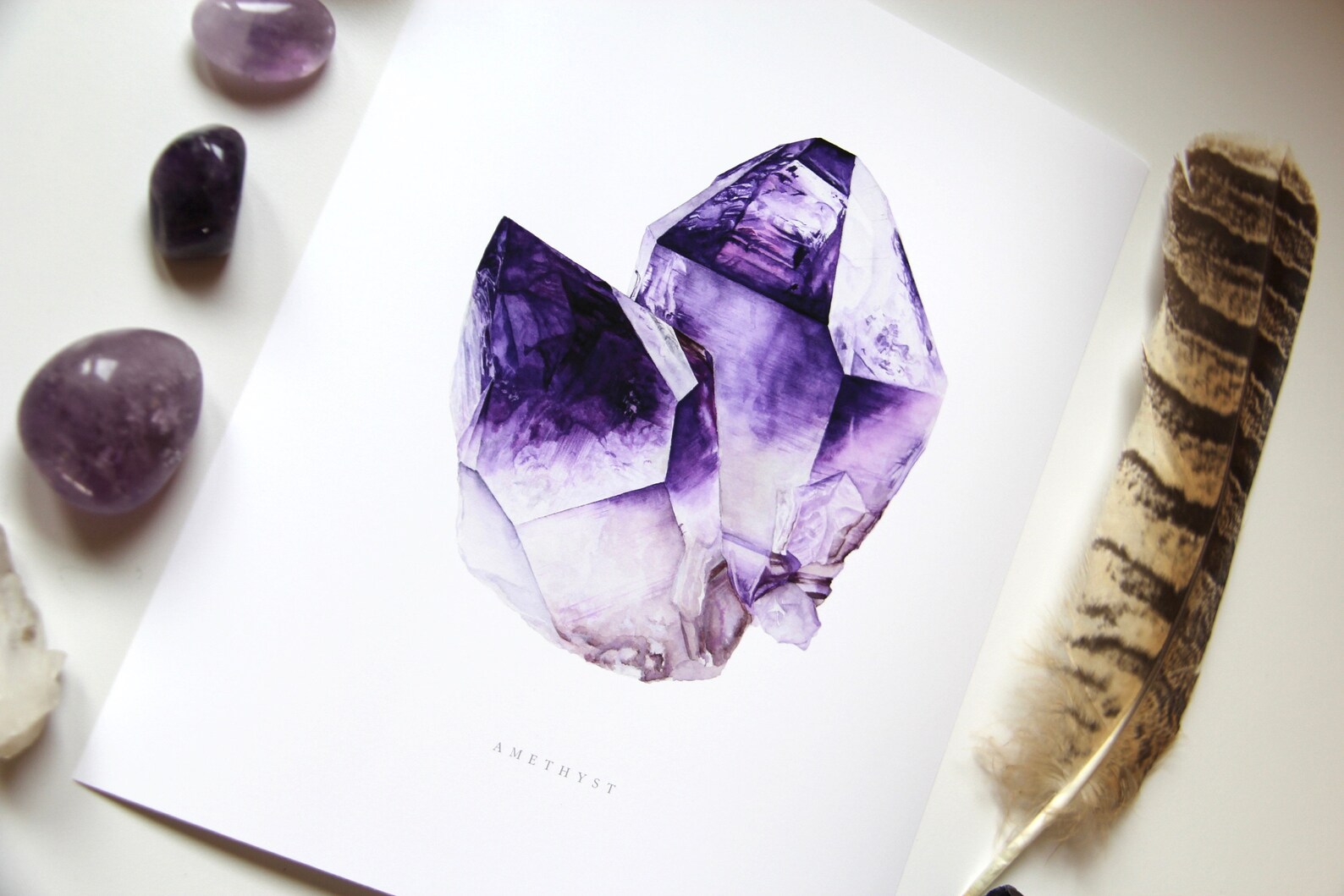 Crystal Art Watercolor Amethyst Crystal Print | Etsy