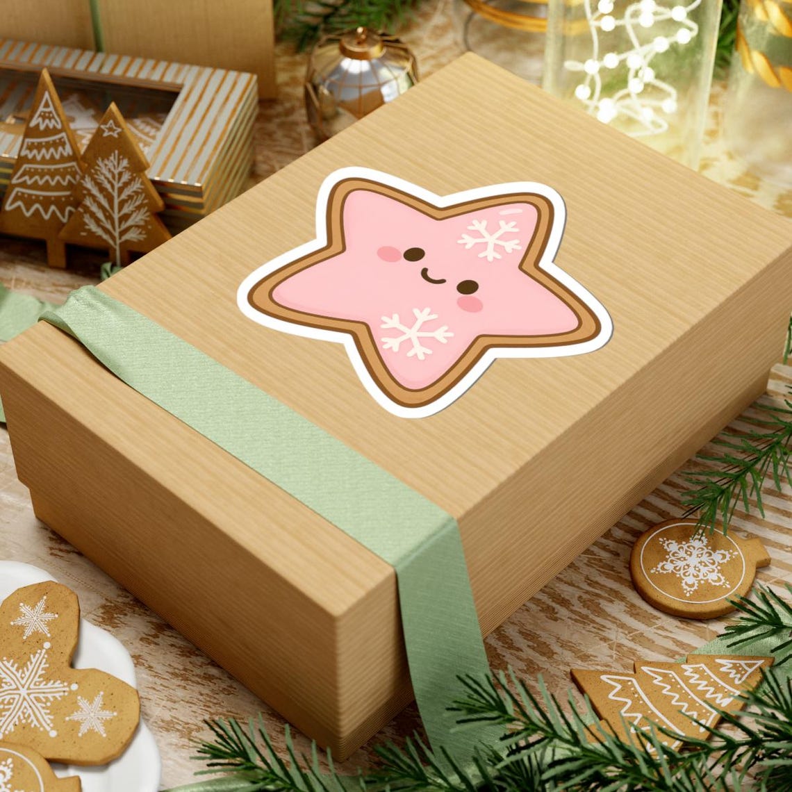 Kawaii Christmas Sugar Cookie Sticker | Kiss-cut Sticker - Etsy