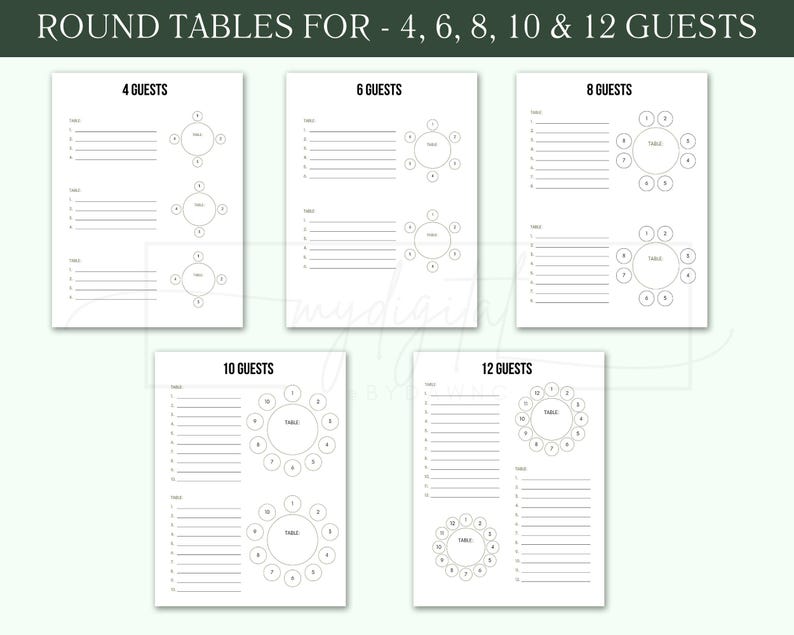 Printable Wedding Table Seating Chart Template, Event Table Seating ...